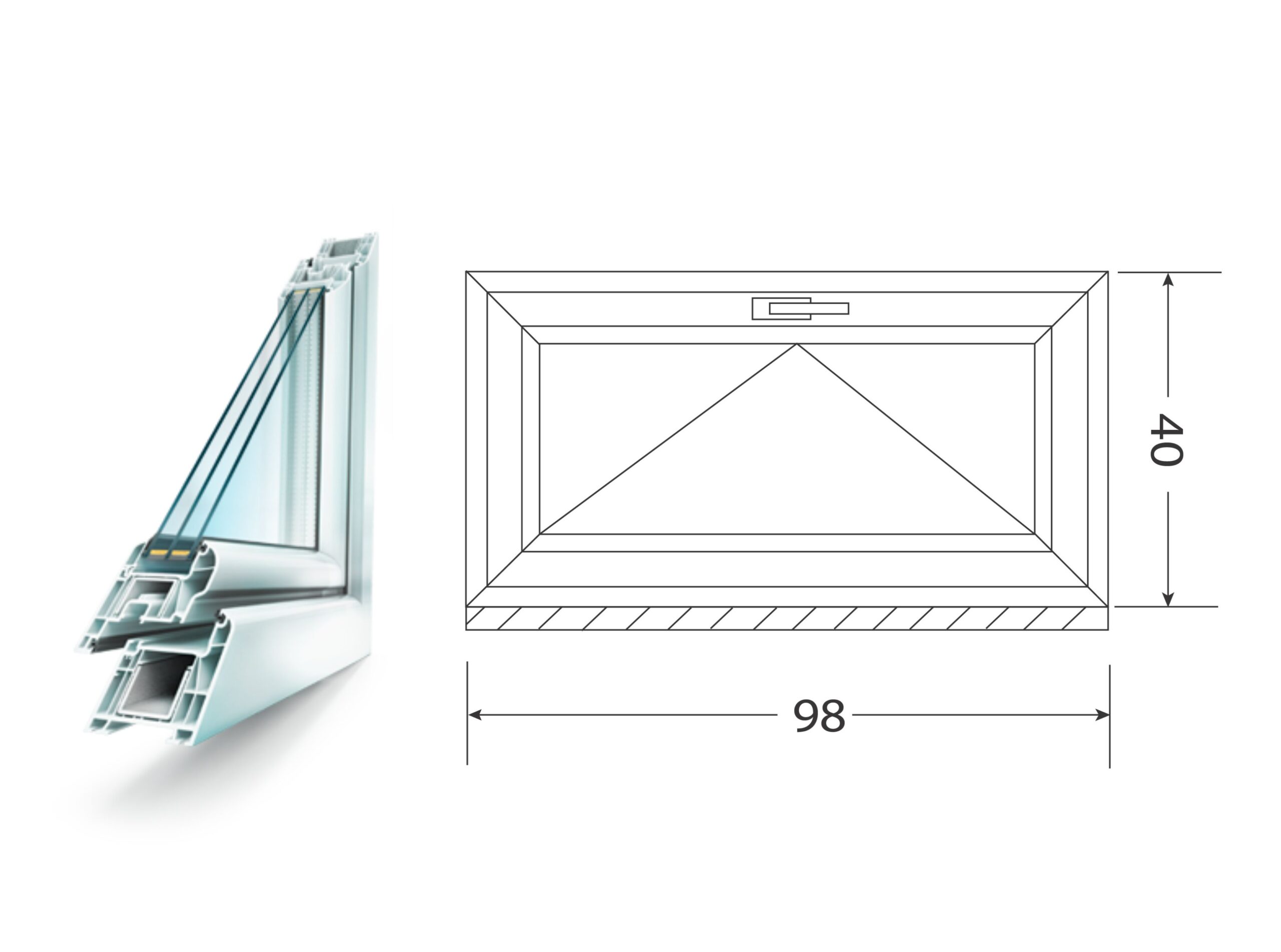 Arkitek - 100x40 Bukó Ablak - Ablakdiszkont.hu
